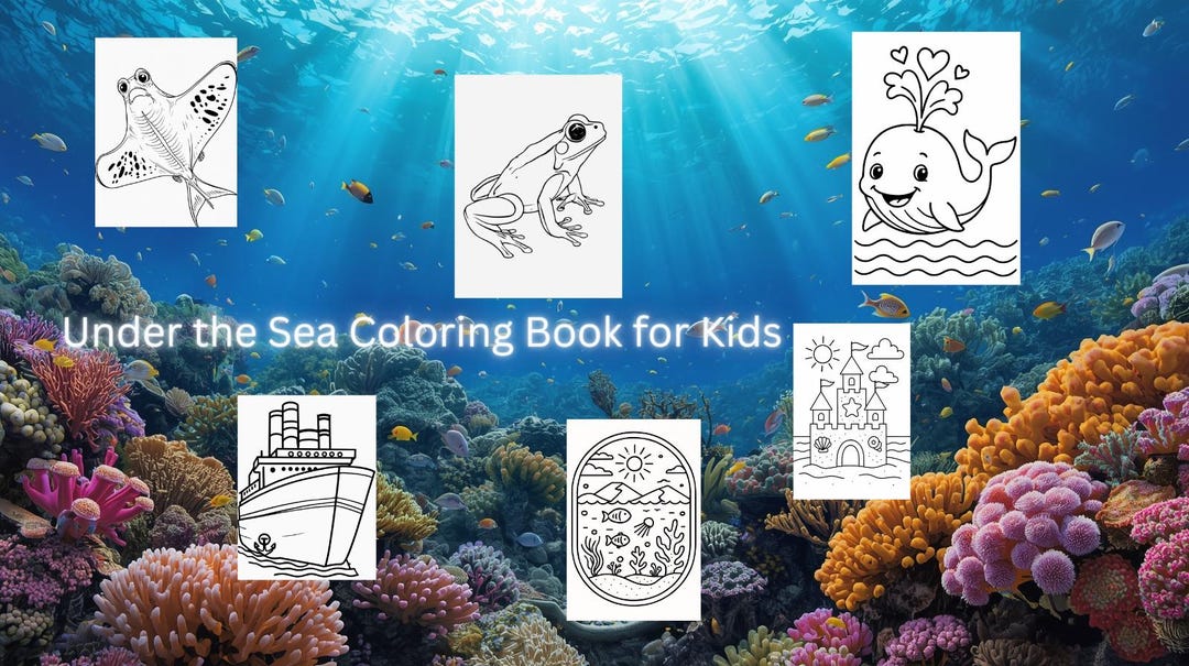 15 Pages Under the Sea Kids Coloring Book for Kids-sea Creatures and ...