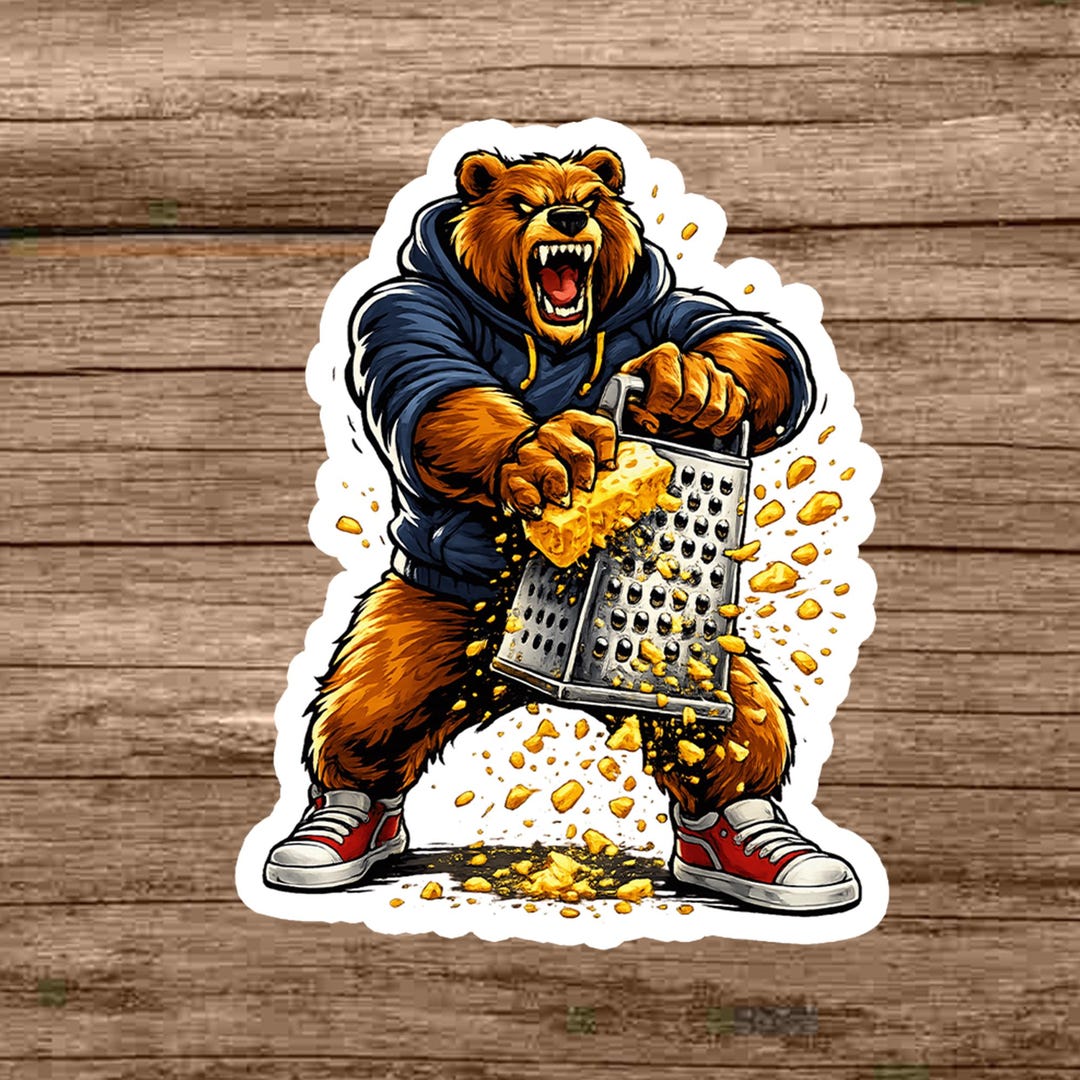 Angry Bear Grating Cheese Grater Hater Sticker/maget, Perfect for ...