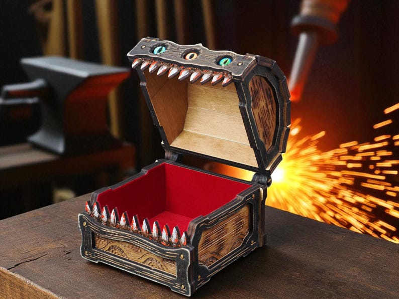 Kishin Style Mimic Dice Box – RPG Treasure Chest With Velvet Interior ...