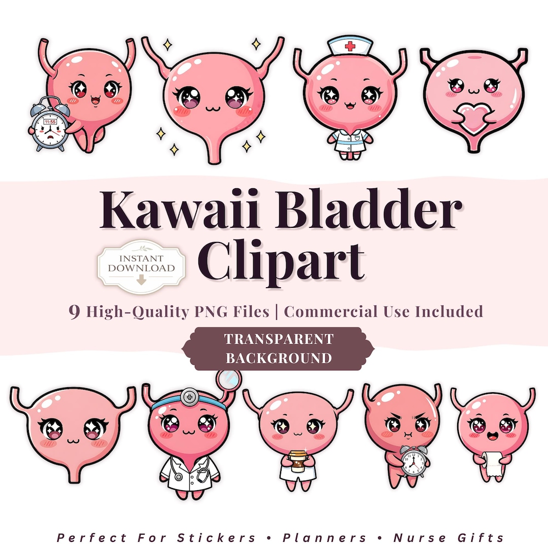 Kawaii Bladder Clipart | Funny Nurse Doctor Graphics (PNG Bundle) - Etsy