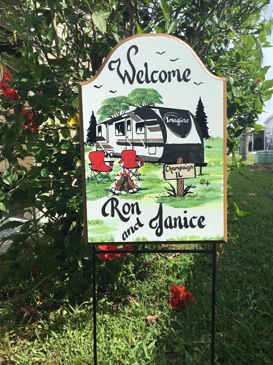 2 Pc Camping Set RV SIGN STAND Camping Signs Personalized Outdoor ...