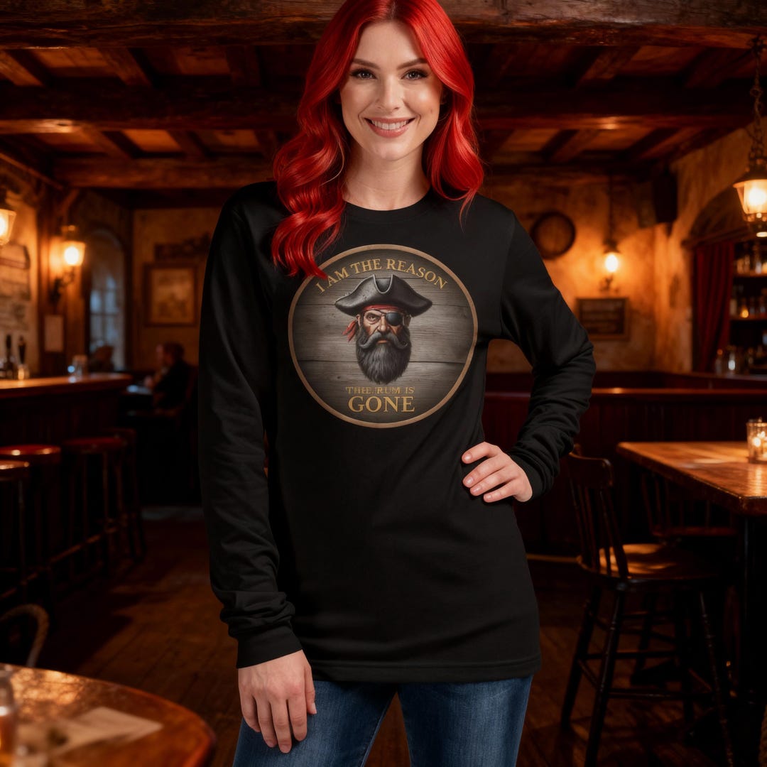 Pirate Long Sleeve Shirt Rum Drinking Humor Tee | Funny Nautical ...