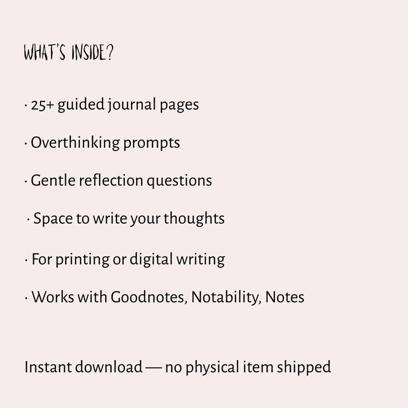 Overthinking Guided Journal Printable A4 US Letter PDF Workbook Digital ...