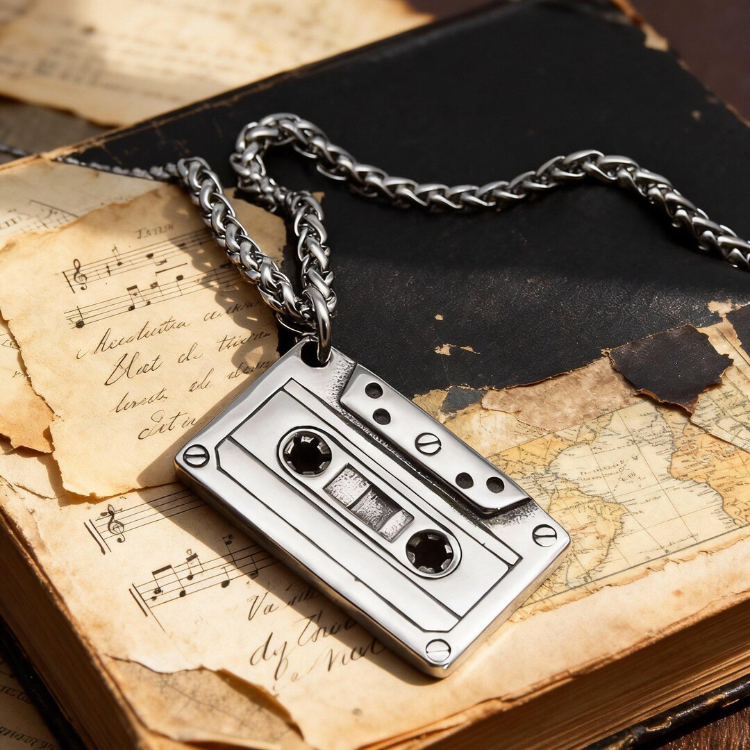Retro Titanium Steel Vintage Cassette Tape Pendant / Unisex / Valentine ...