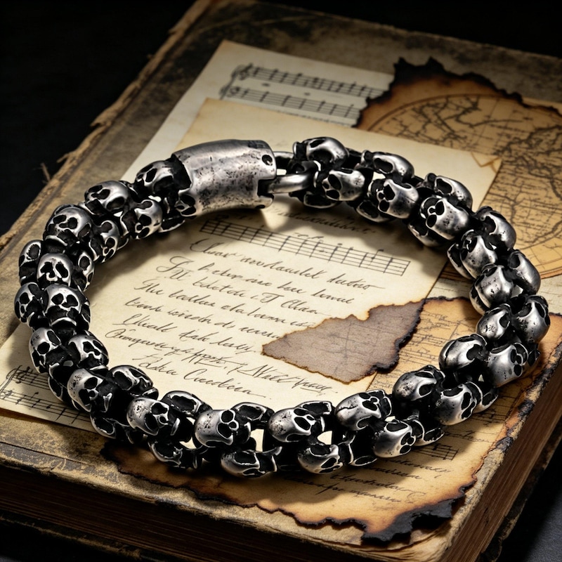 Mens Beads Bracelet Skull - Etsy