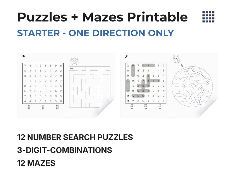 ADHD Focus Worksheets Calm Number Search & Mazes With Animals – Starter ...