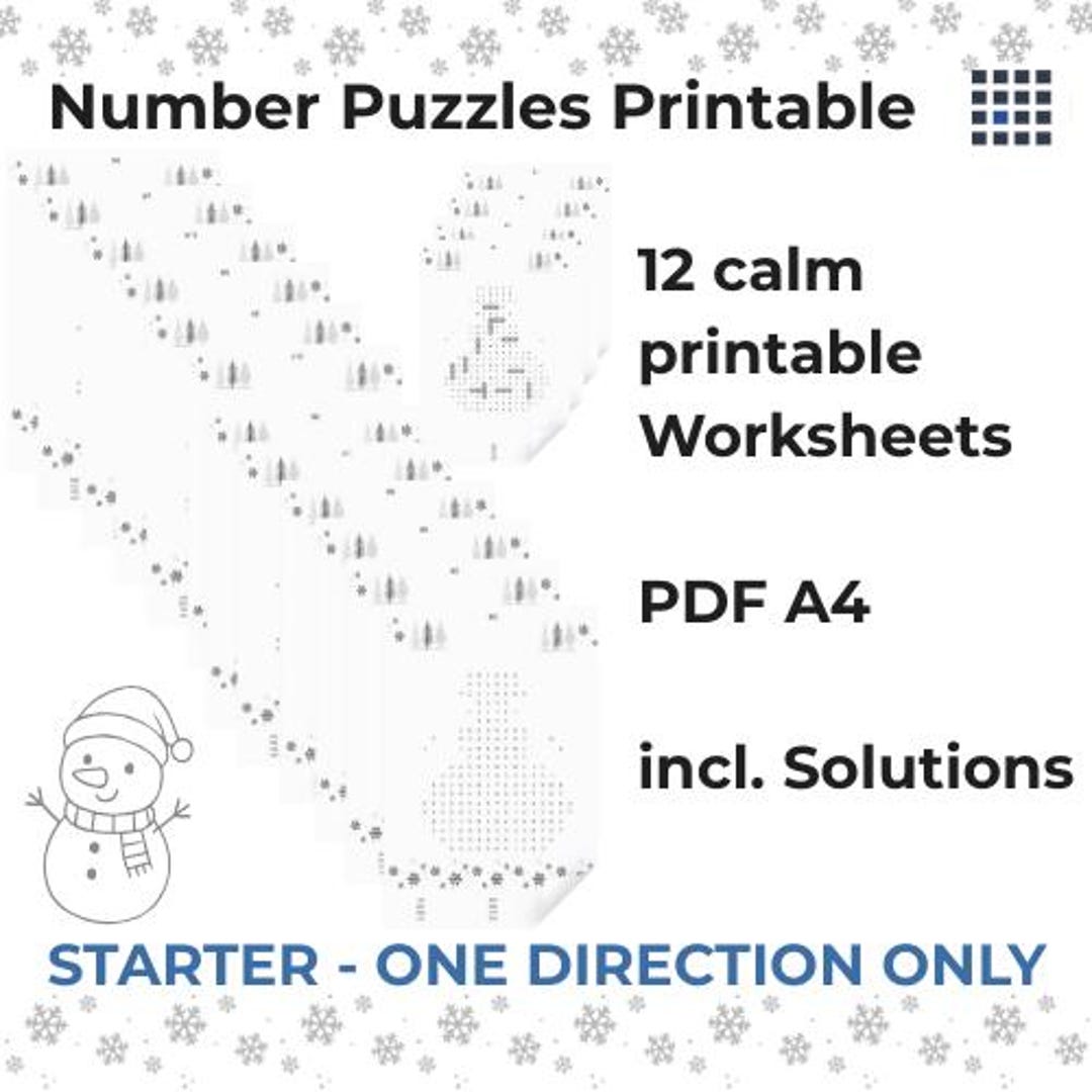 Winter Snowman Number Search Puzzles – Starter Level | Calm Cognitive ...