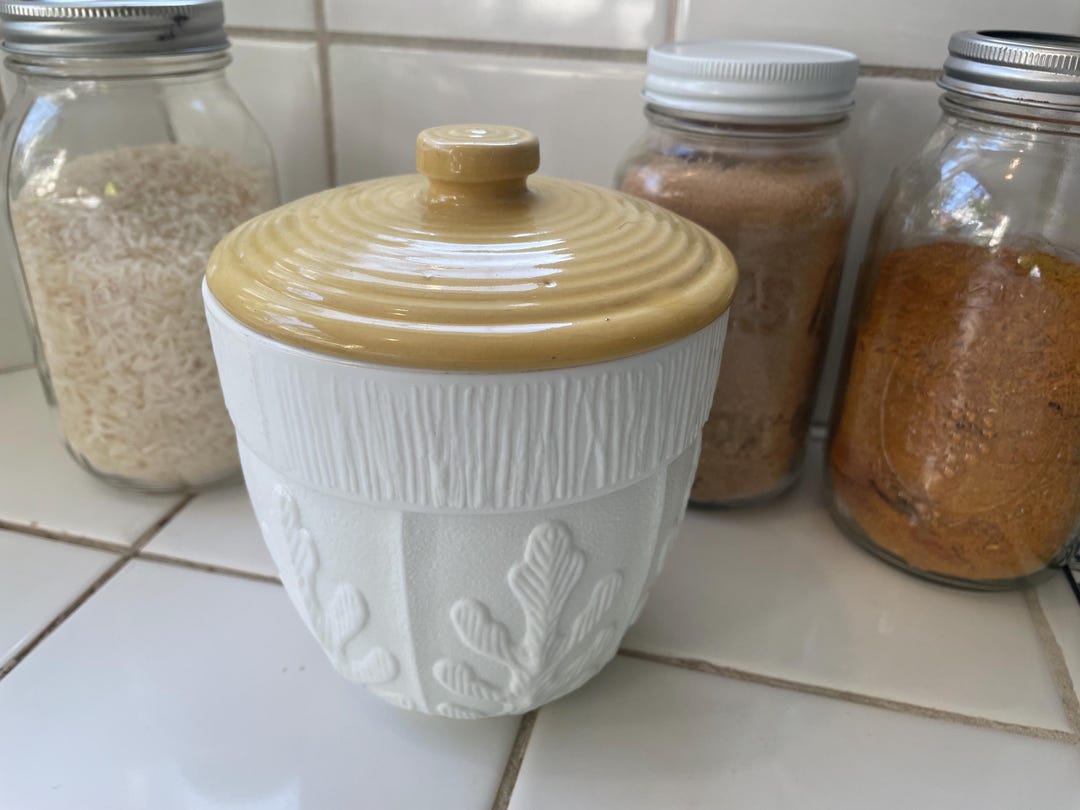Acorn Milk Glass Jar With Oak Leaf Design - Etsy