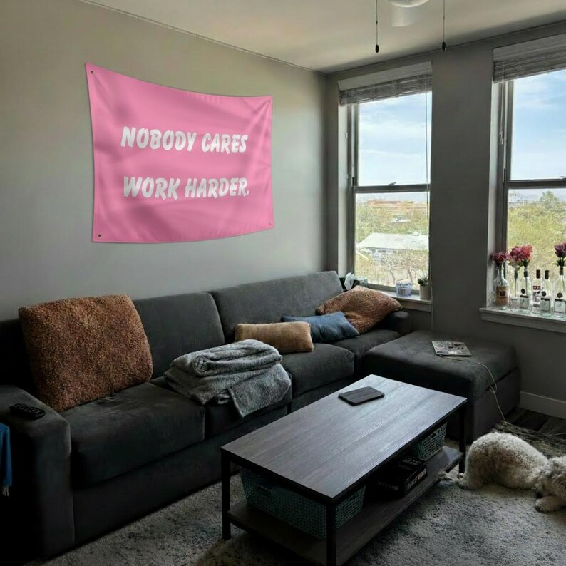 Nobody Cares Work Harder Pink Flag | Gym Motivational Wall Flag ...