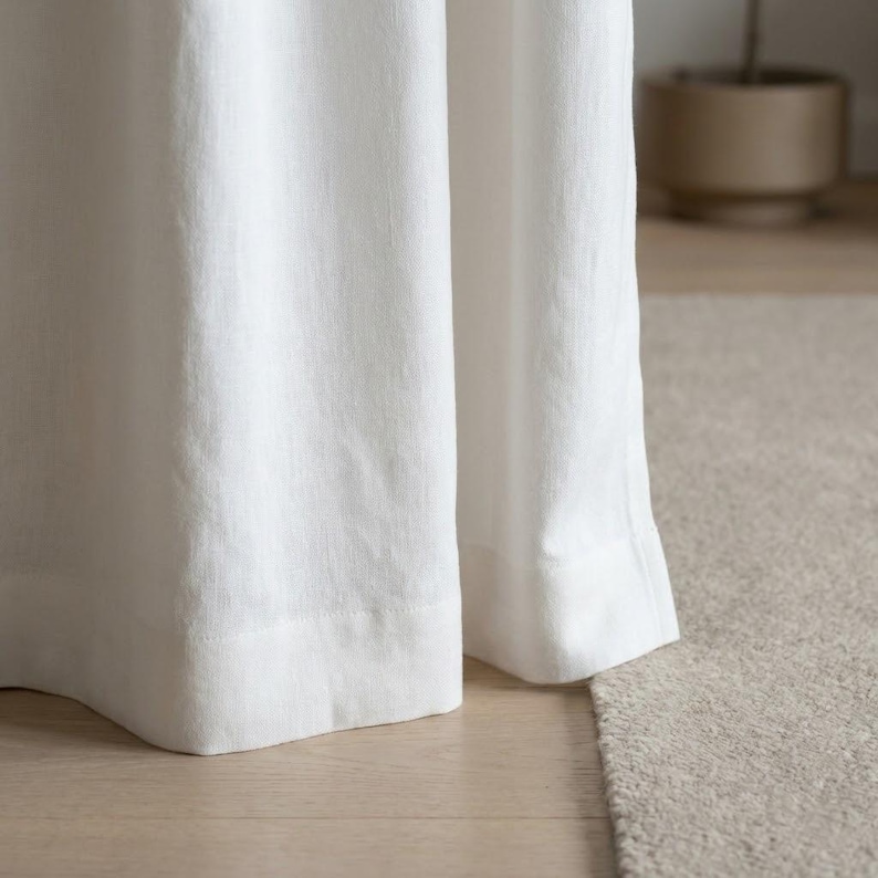 Organic White Linen Curtain Panel: Blackout or Light-filtering Liner - Etsy