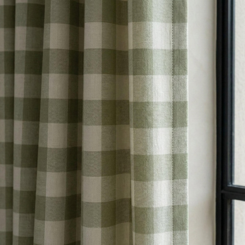 Green and Cream Curtains - Etsy