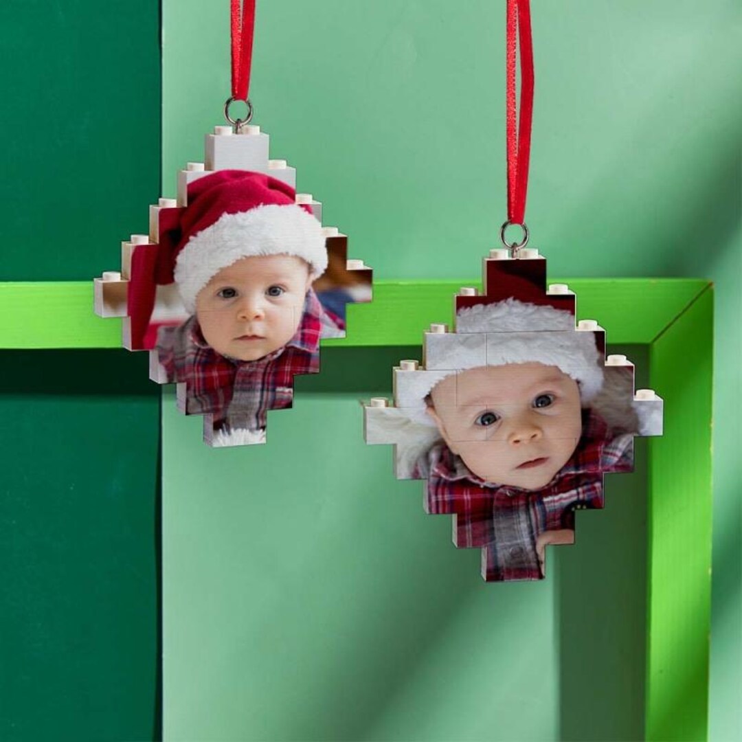 Custom Photo Block Building Bricks – Lozenge-shaped Christmas Ornament ...