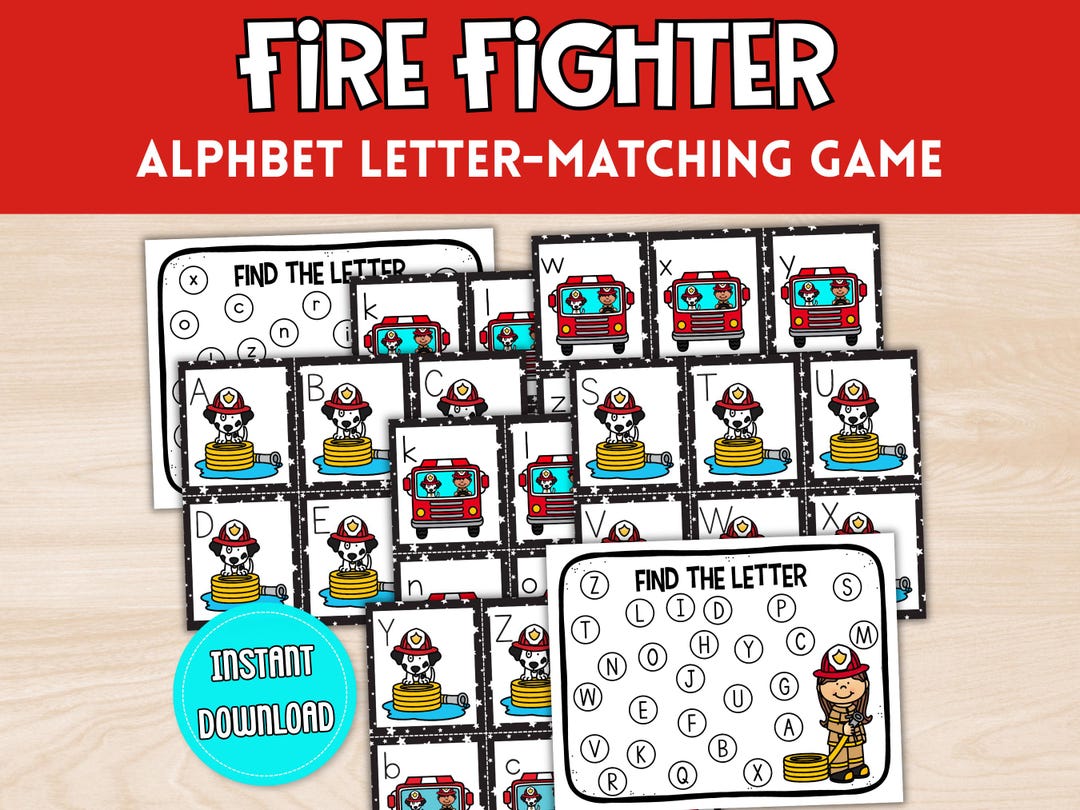 Firefighter ABC Center Activity, Alphabet Game Printable, Alphabet ...