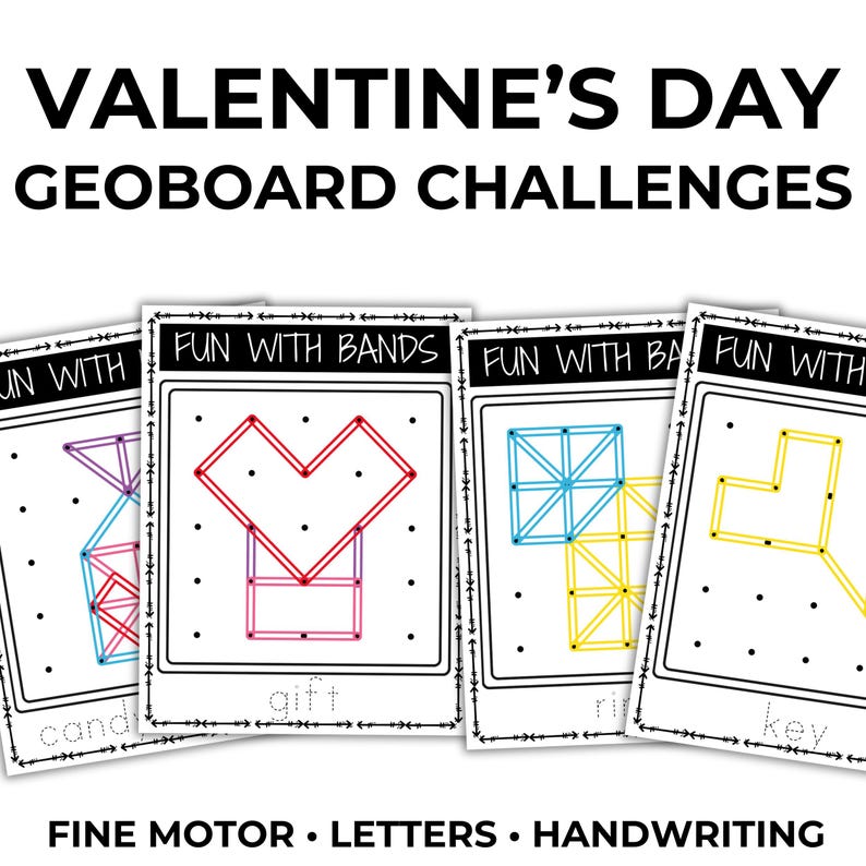 Valentine’s Day Geoboard Challenges Preschool Fine Motor No Prep ...