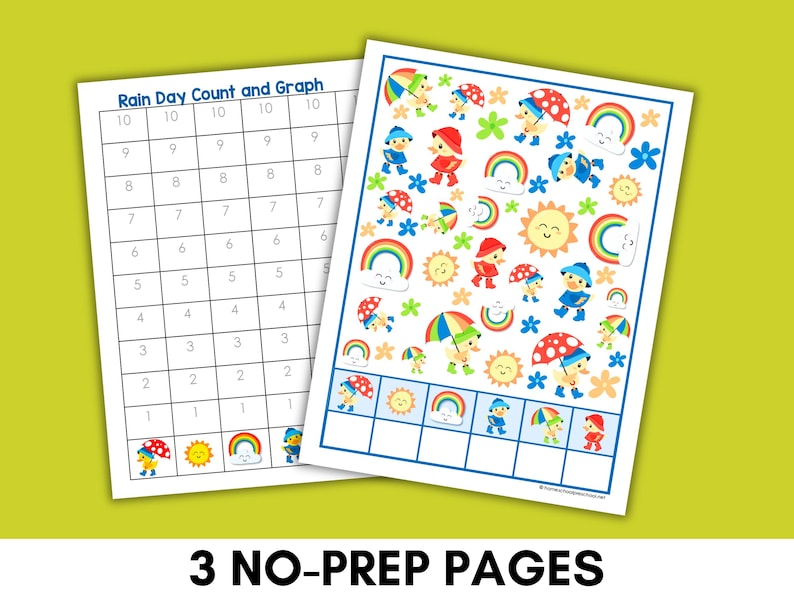 Regen-Thema Math Count und Graph Arbeitsblätter | Vorschule druckbare ...