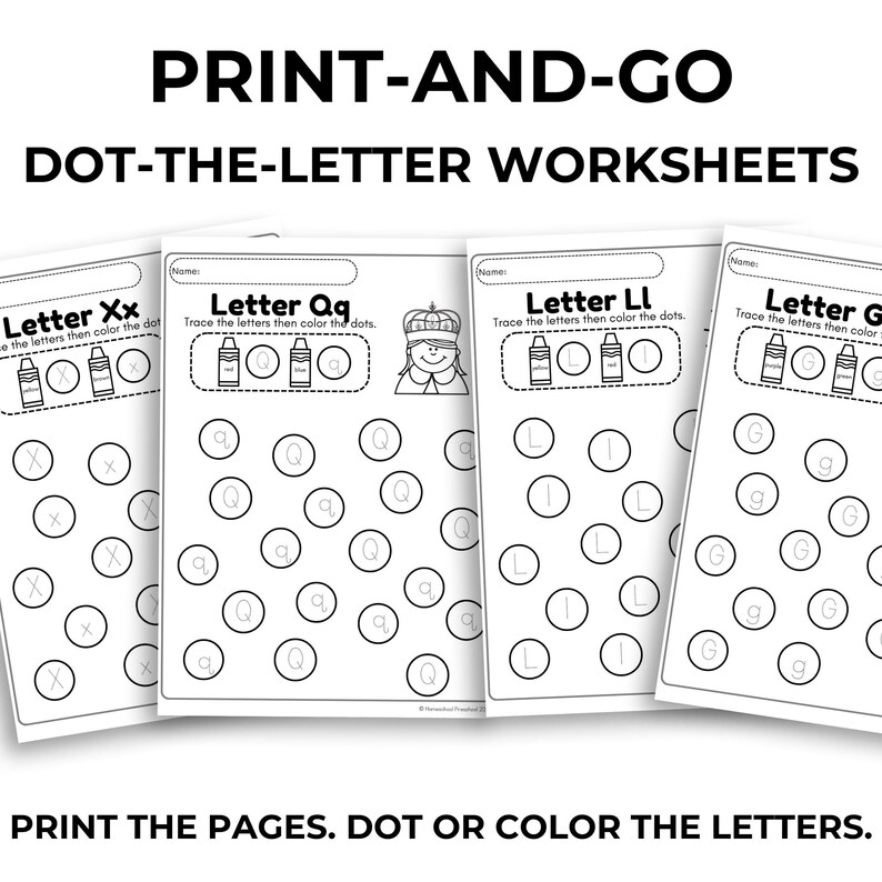 Dot the Letter Alphabet Worksheets | Preschool Letter Tracing Printable ...