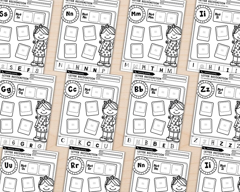 Alphabet Letter Recognition Worksheets, Kindergarten Review, ABC ...