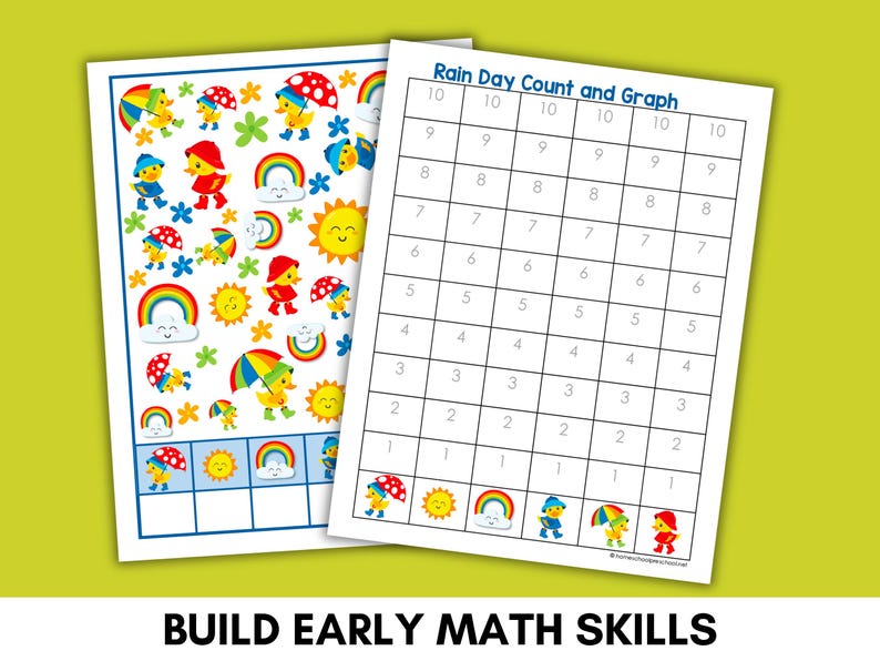 Regen-Thema Math Count und Graph Arbeitsblätter | Vorschule druckbare ...