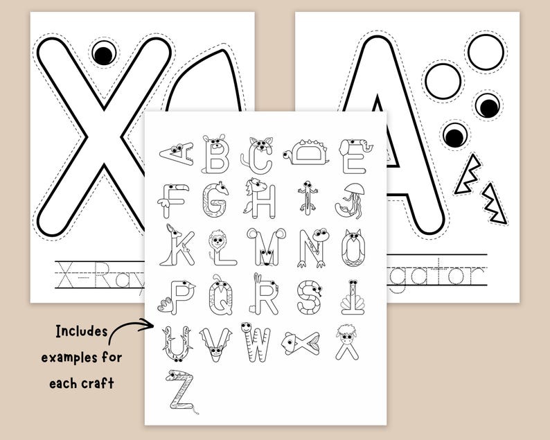 Animal ABC Craft Printable, A–Z Letter Crafts for Preschool ...