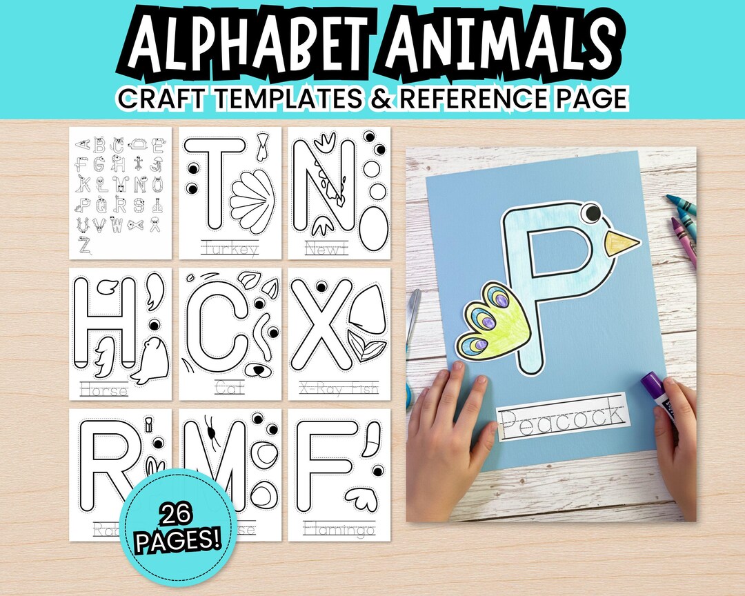Animal ABC Craft Printable, A–Z Letter Crafts for Preschool ...