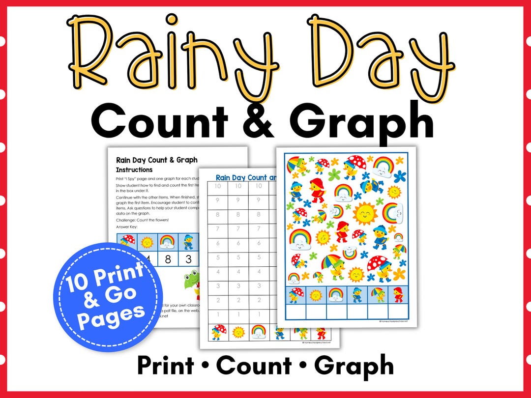 Regen-Thema Math Count und Graph Arbeitsblätter | Vorschule druckbare ...