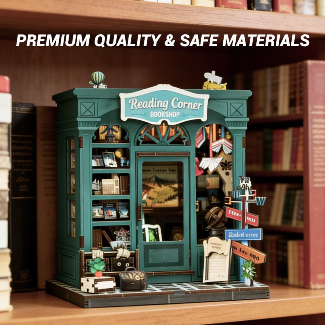 Vintage Bookstore DIY Miniature House Kit, Reading Corner Bookshop ...