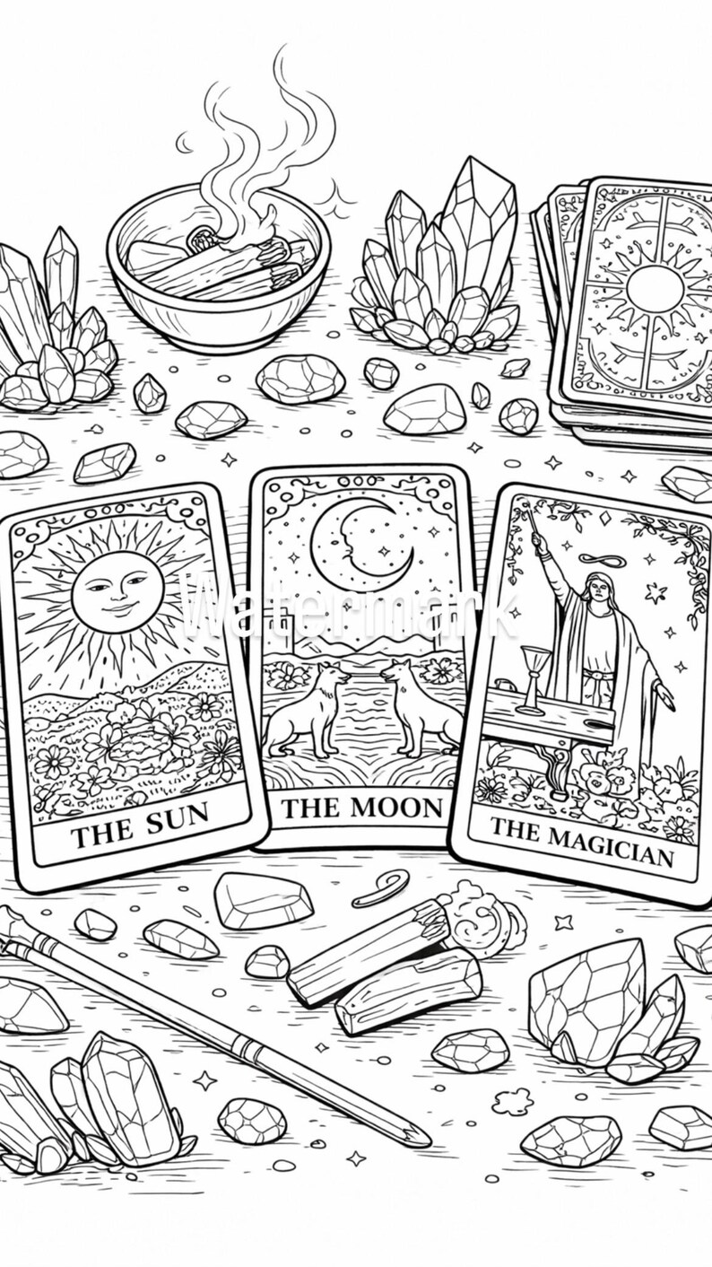Tarot Cards Coloring Bundle – 3 Colouring Pages (instant Download) - Etsy