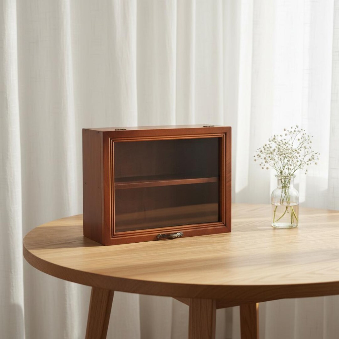 Vintage Wooden Display Case, 2 Tier Desktop Cabinet - Etsy