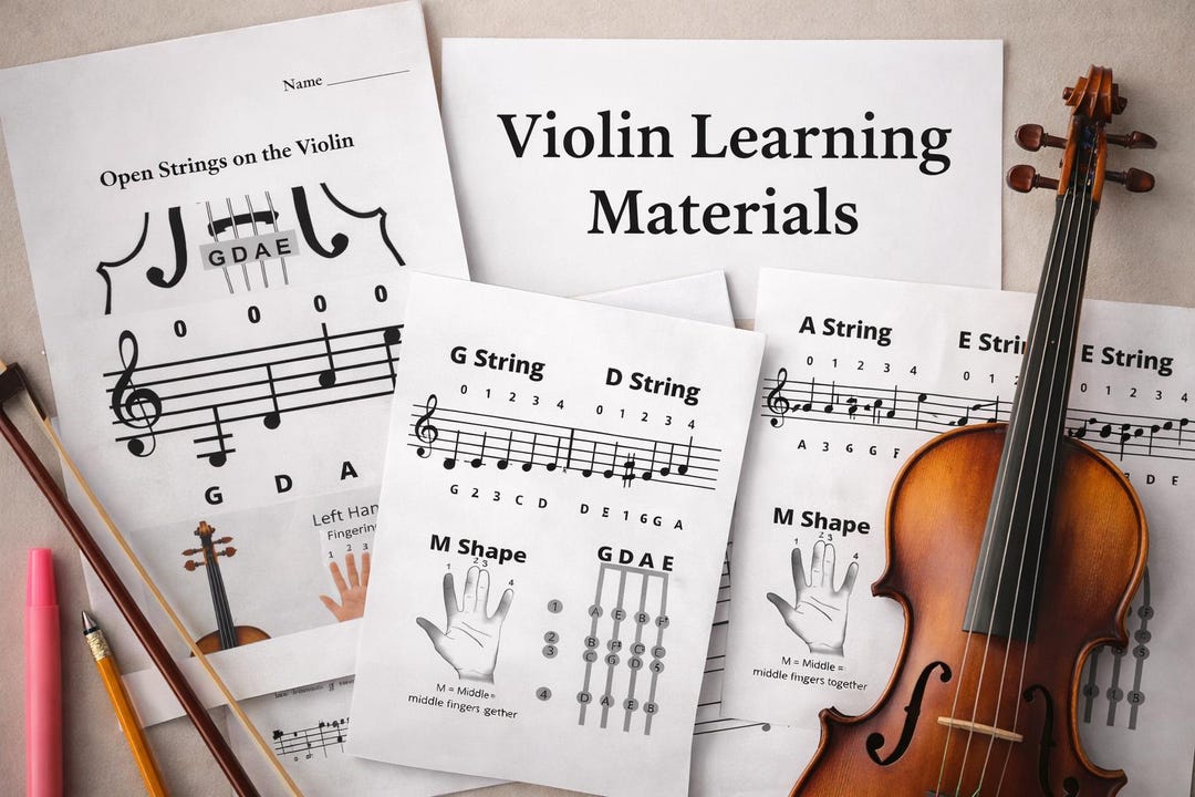 Beginner Violin Worksheets | Open Strings & Left-hand Finger Patterns ...