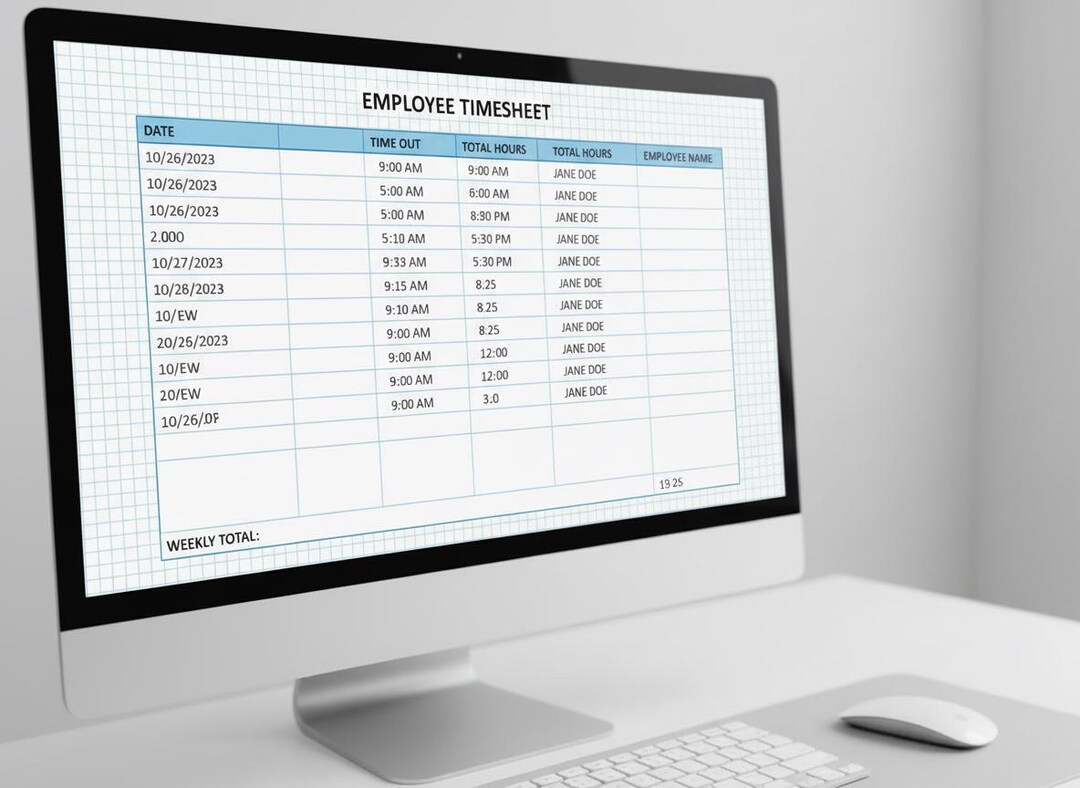 Employee Timesheet Template PDF Personalize Gift Small Business Manager ...