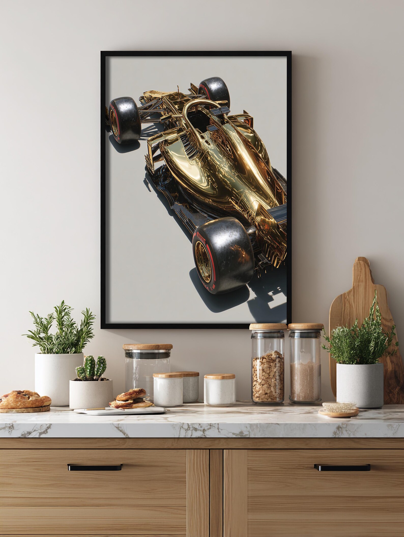 Gold Formula Racing Car Digital Download | Motorsport Wall Art ...