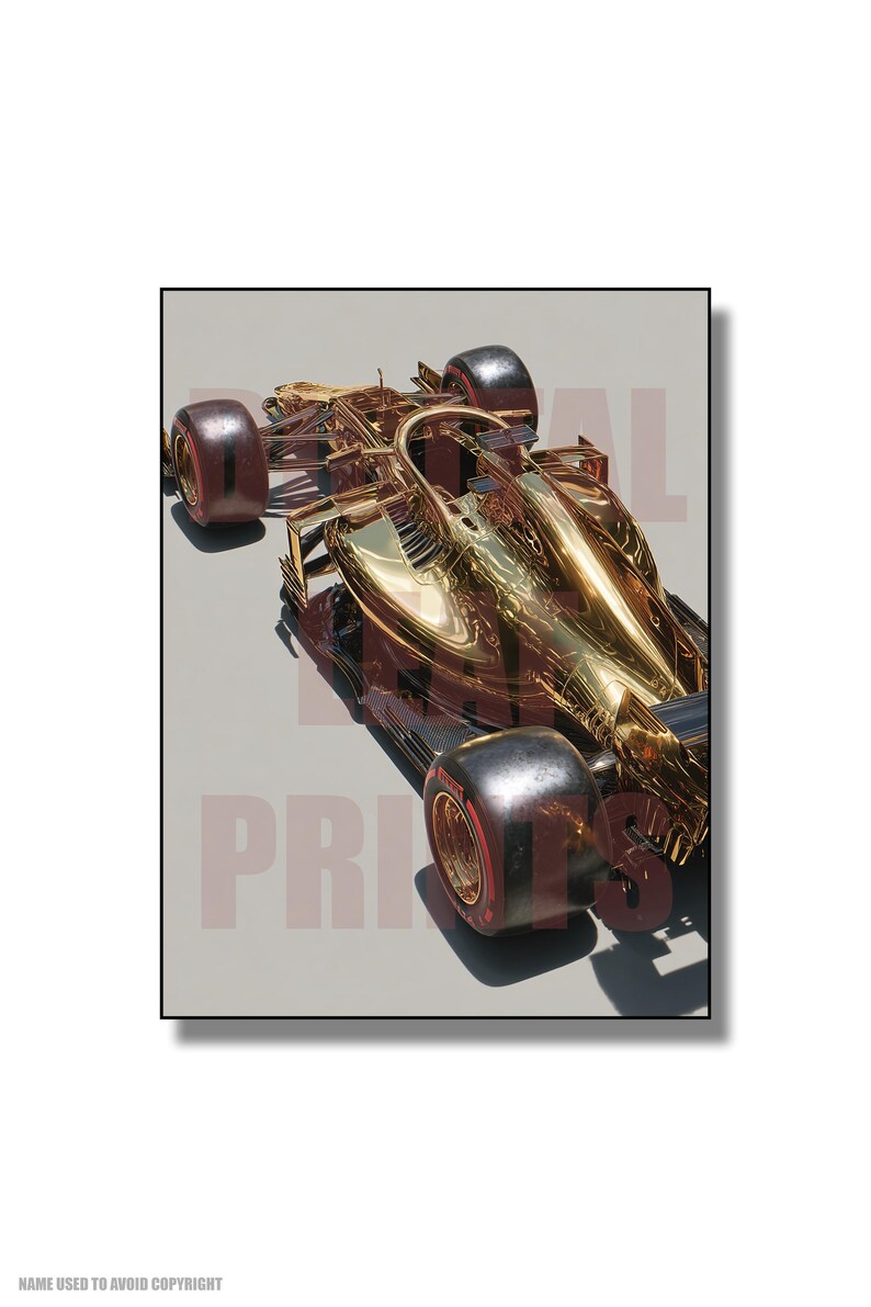 Gold Formula Racing Car Digital Download | Motorsport Wall Art ...