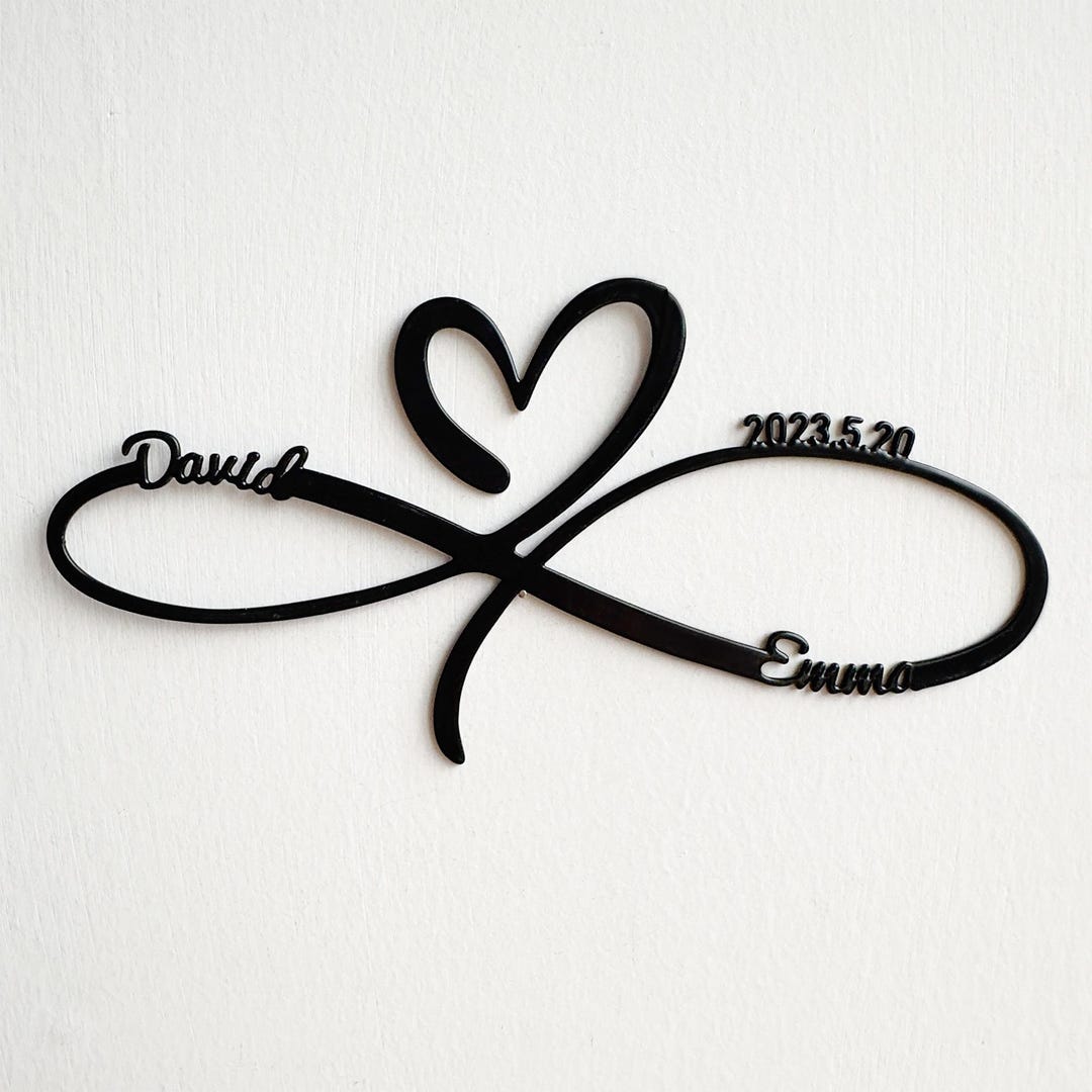Personalized Infinity Heart Metal Sign, Custom Names & Date - Etsy