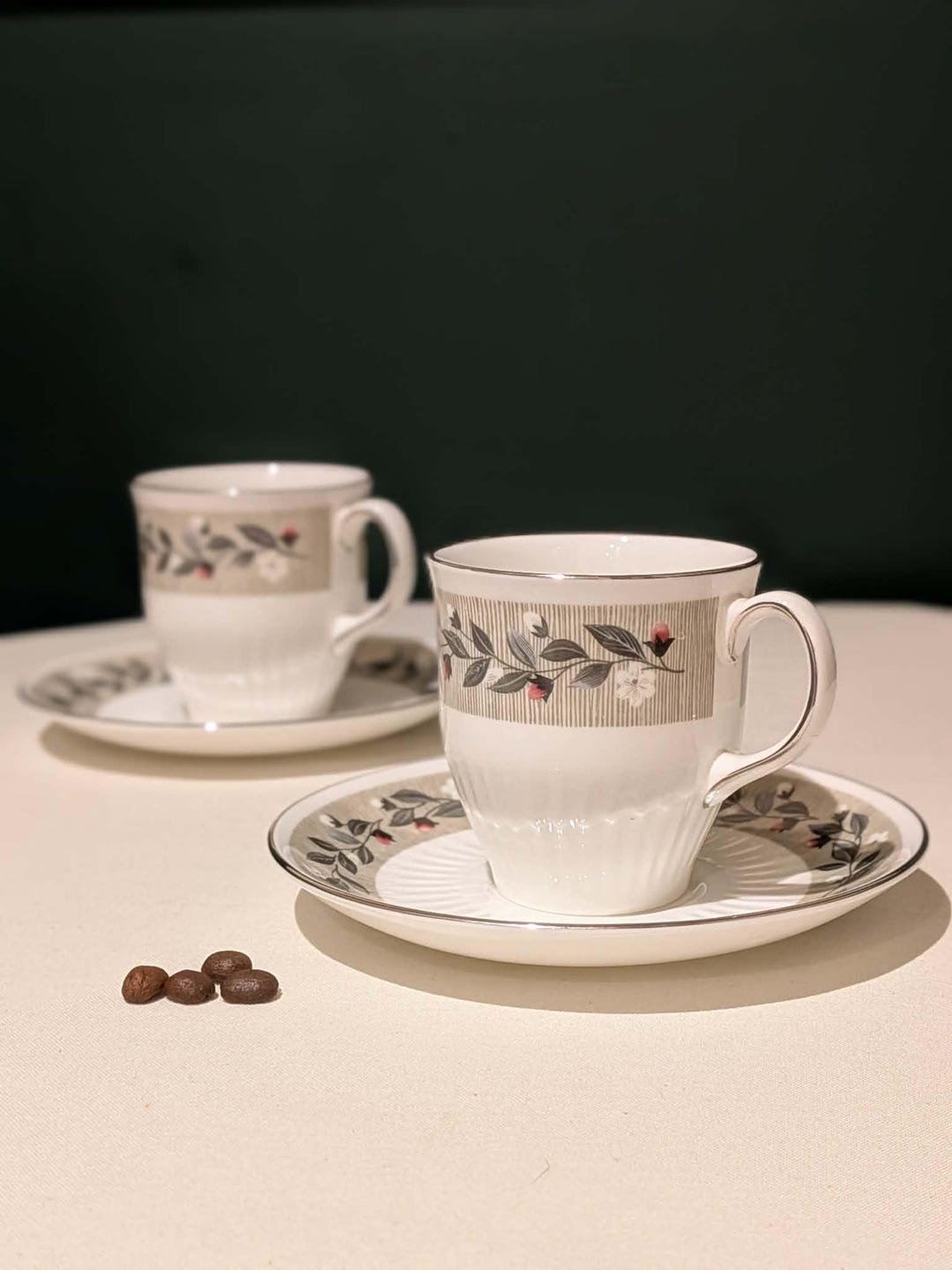Wedgwood Louisiana Demitasse Cups & Saucers (pair) | Ridged Bone China ...