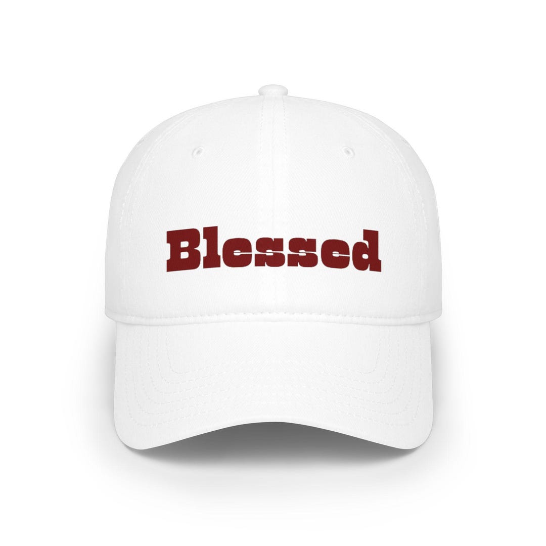 Blessed Embroidered Cap | Baseball Cap, Red Distressed Text - Etsy