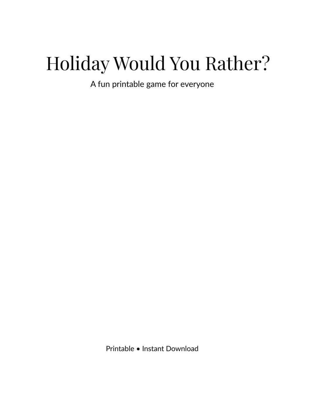 Holiday Would You Rather Game | Printable Christmas Party Game | Fun ...