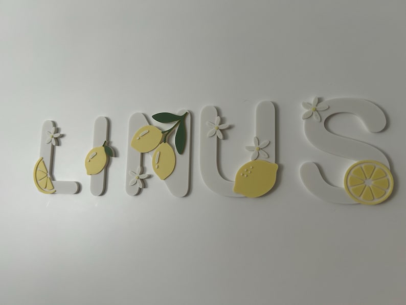 Lemon Nursery Letters - 3D Printed Name Sign Decor 3MF File - Etsy UK