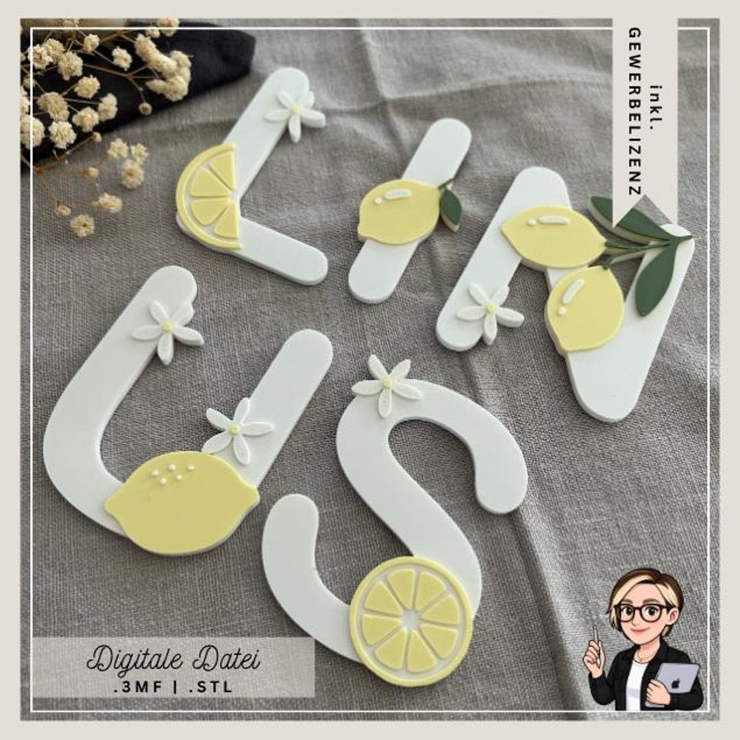 Lemon Nursery Letters - 3D Printed Name Sign Decor 3MF File - Etsy UK