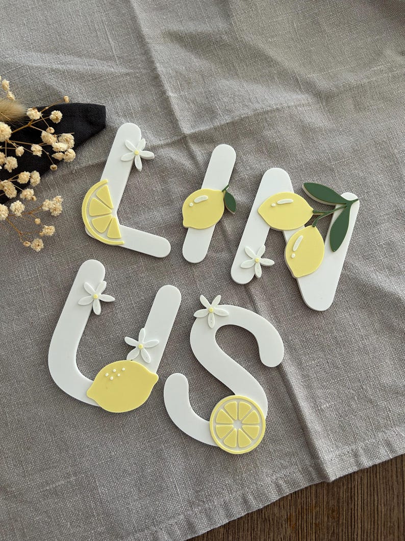 Lemon Nursery Letters - 3D Printed Name Sign Decor 3MF File - Etsy UK