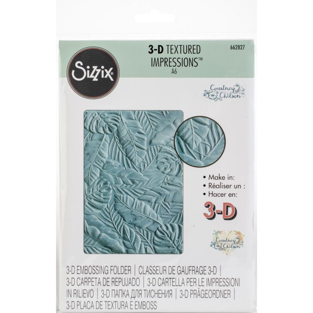 Sizzix 3-D Textrd Imp Emboss Folder Tropical Leaves by Courtney Chilson ...