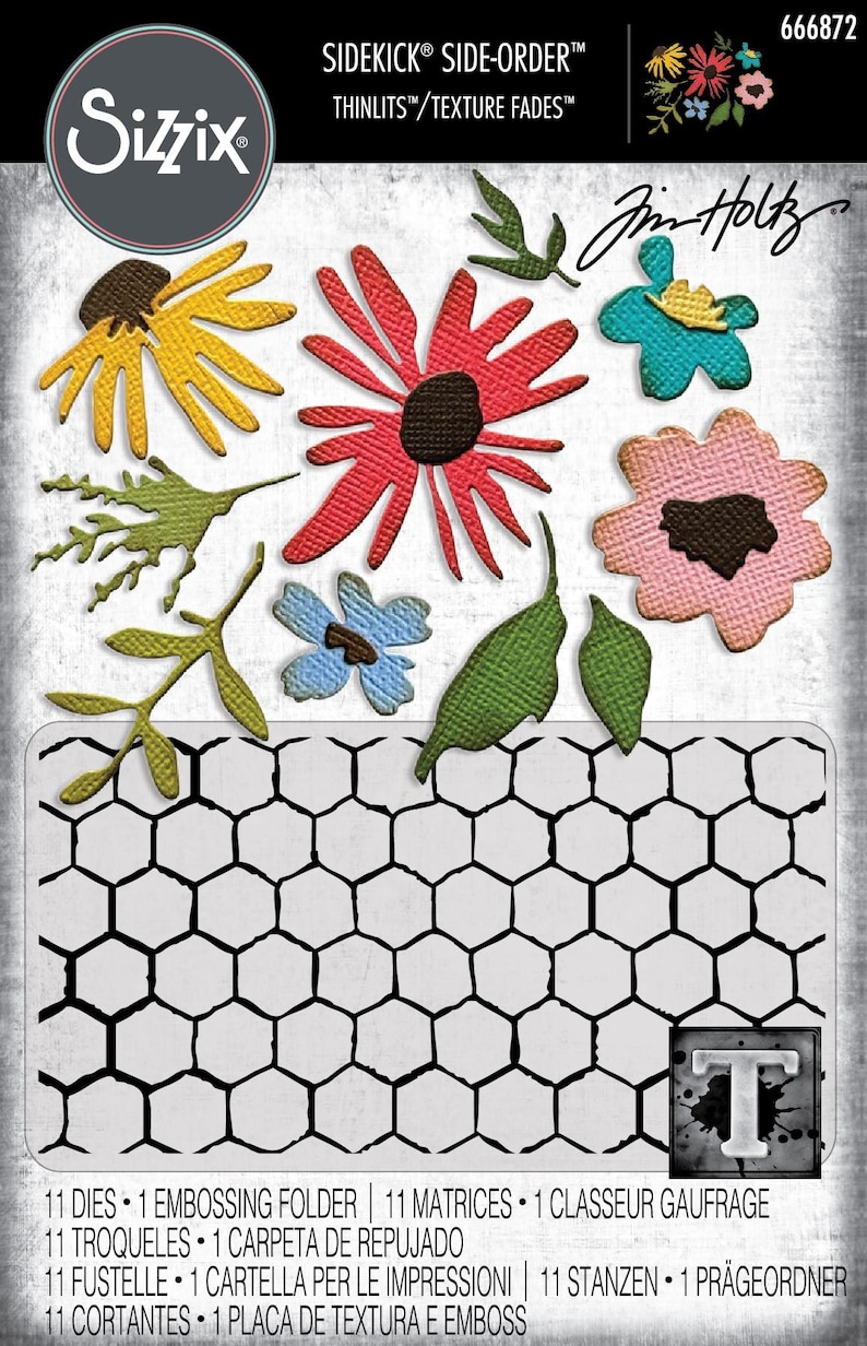Tim Holtz - Sizzix Embss Fldr 11pk Die Set "vault Side-order Floristry" -666872 - Etsy