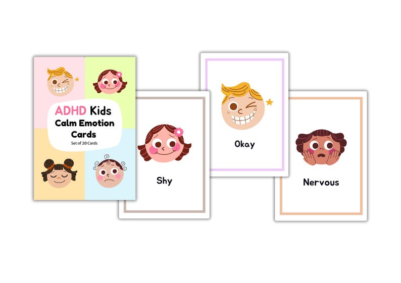 ADHD Emotion Cards for Kids | Calm Feelings Flashcards to Help Children ...