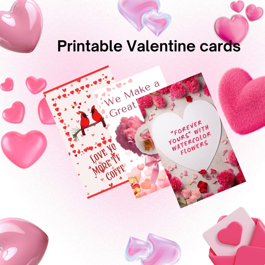 Printable Valentine Card Bundle | Funny & Floral Designs (instant ...