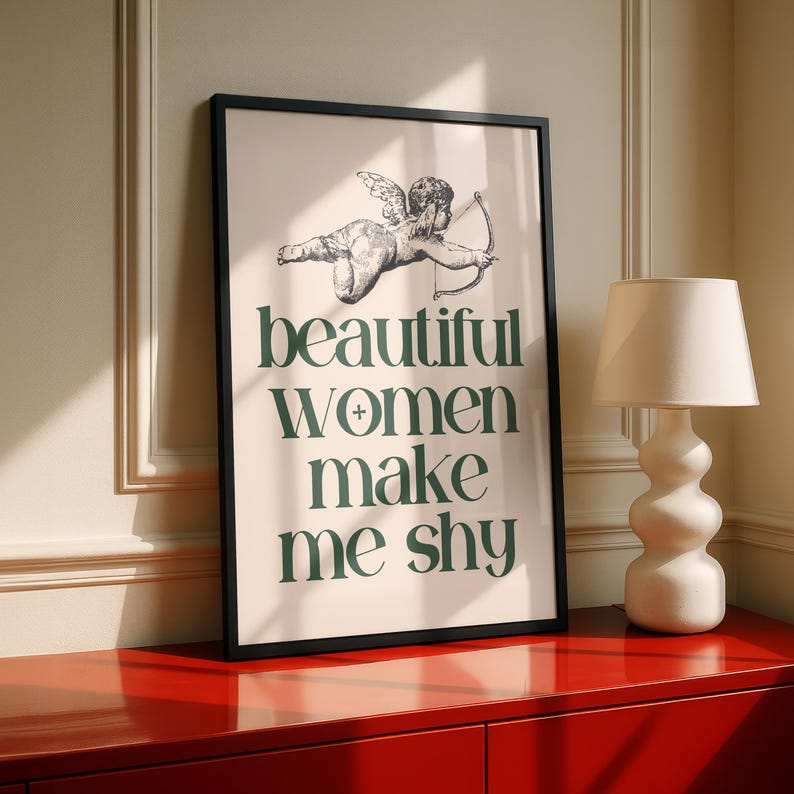 Beautiful Women Make Me Shy Quote Wall Art Printable, Minimal ...