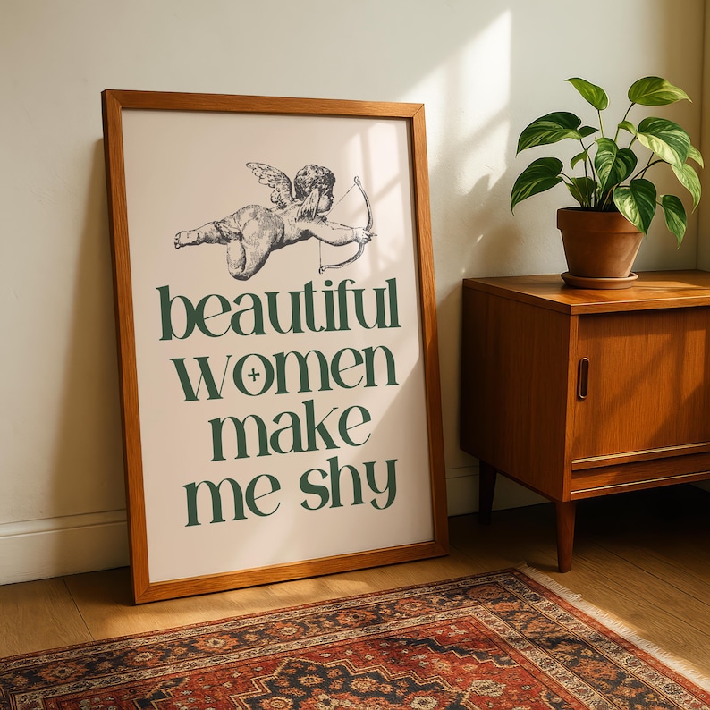 Beautiful Women Make Me Shy Quote Wall Art Printable, Minimal ...