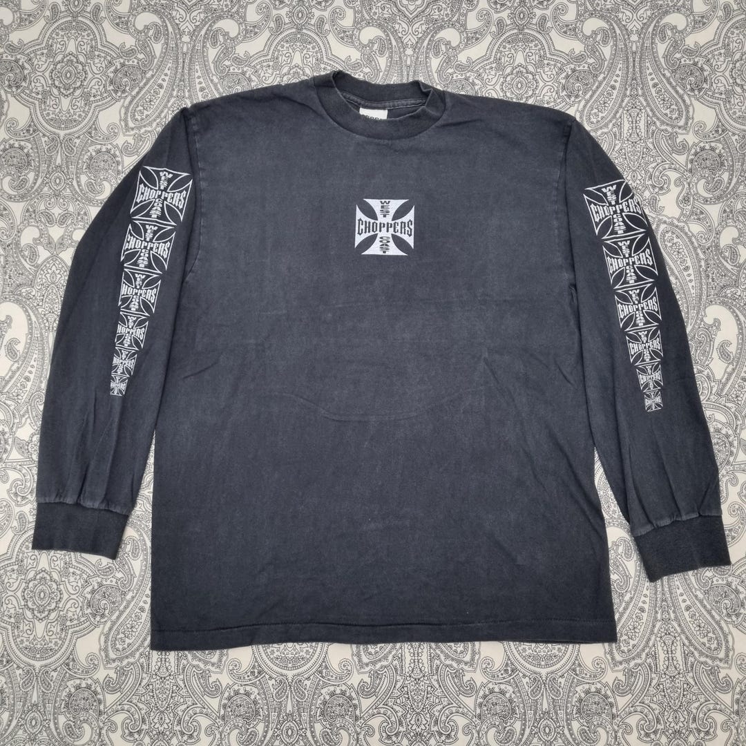 Vintage West Coast Choppers Cross T-shirt Size Large Black White Logo ...