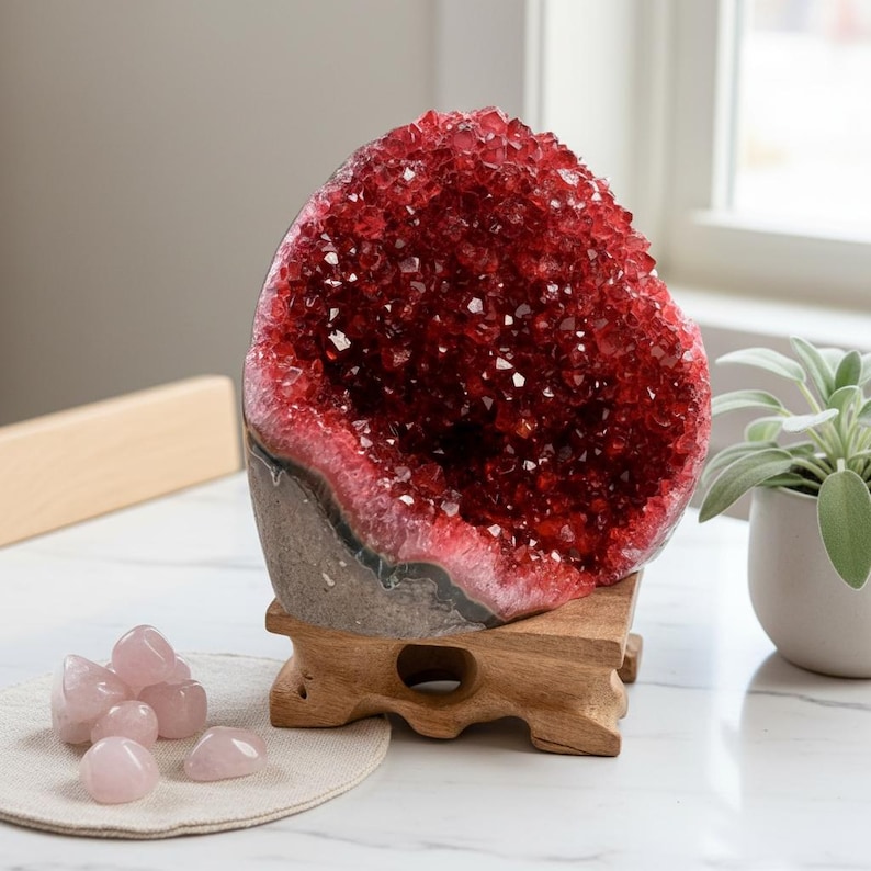 Red Amethyst Geode Cluster – Elegant Home & Office Decor, Unique ...