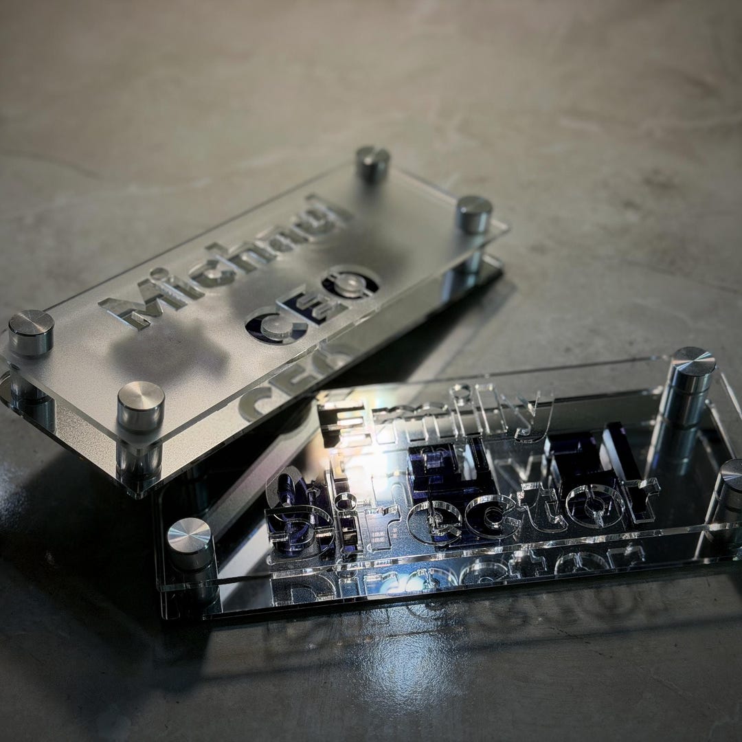 Custom Bilingual Korean English Desk Name Plate – 3D Raised Acrylic ...