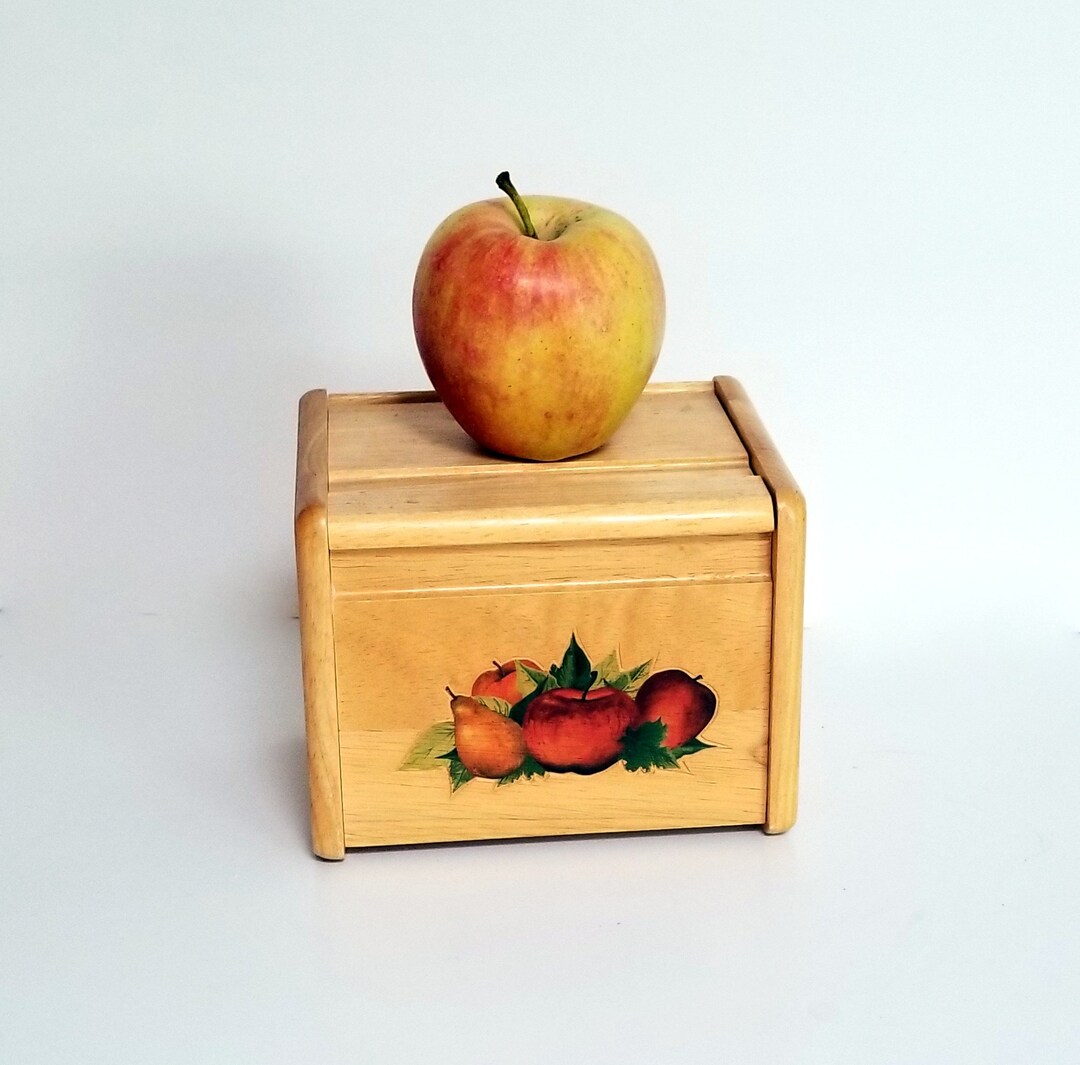Vintage - Recipe Box - Pine Salt - Decoupaged Apple & Pear Motif ...