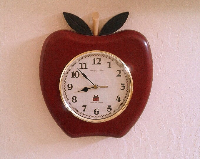 Retro Kitchen Apple Clock Sterling & Noble Country Clock Company - Etsy